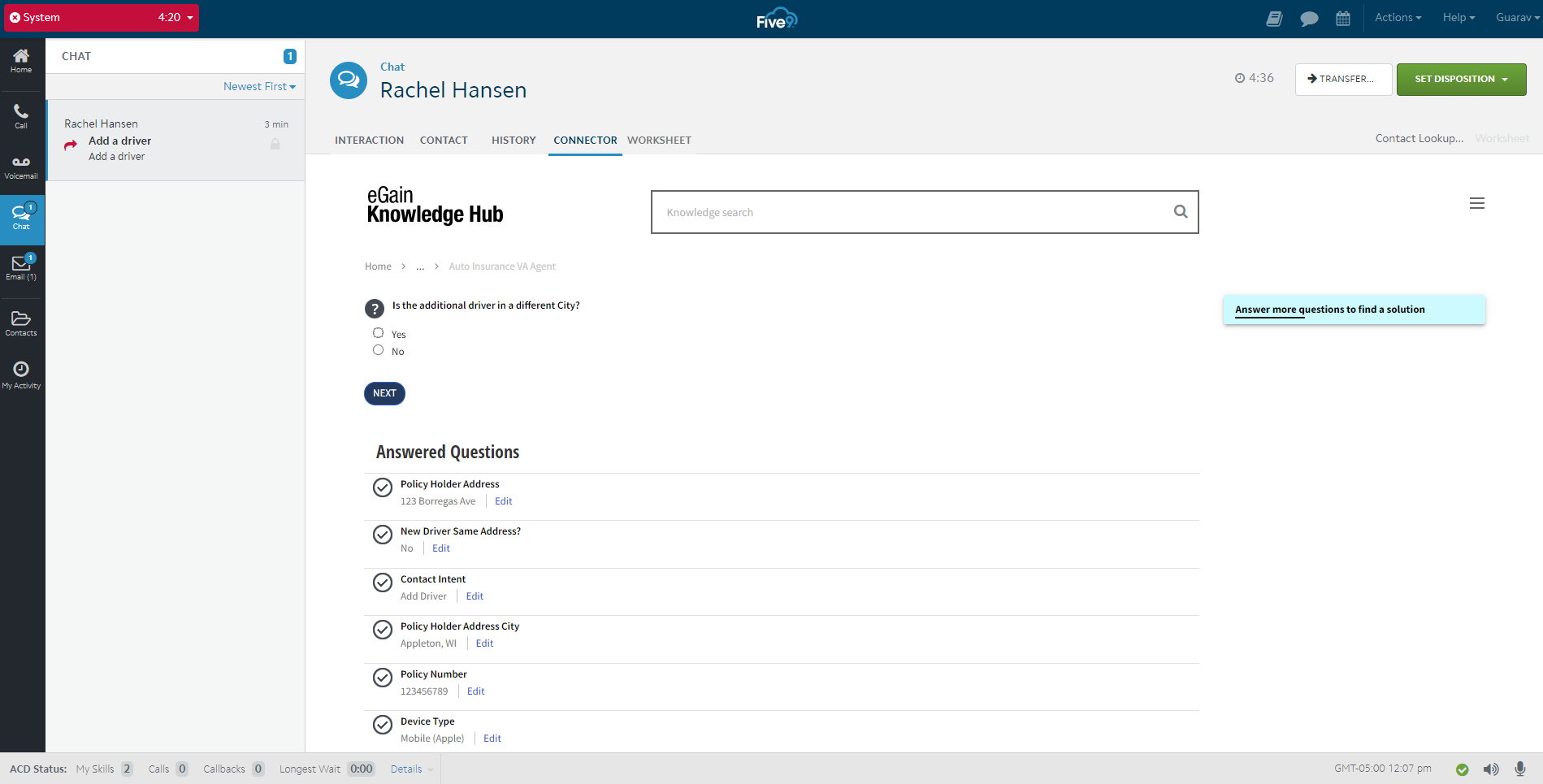 Product: eGain Knowledge Hub™ for Five9